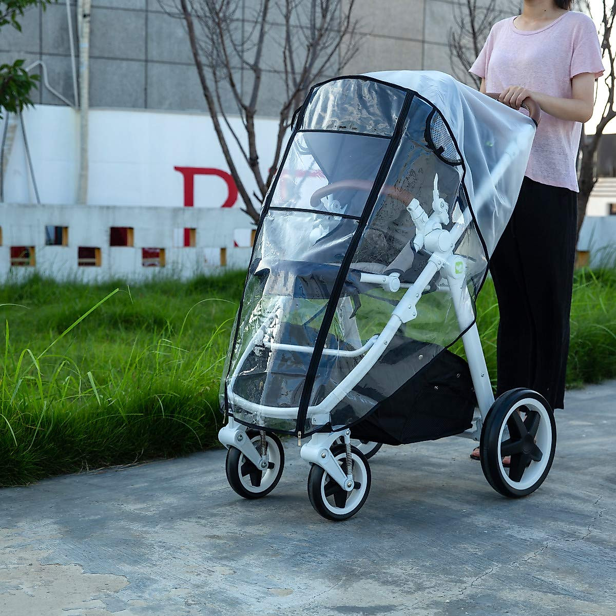 Hrzeem Stroller Rain Cover Universal Size Waterproof Windproof EVA The Weather Shield with Eye Screen(Black)