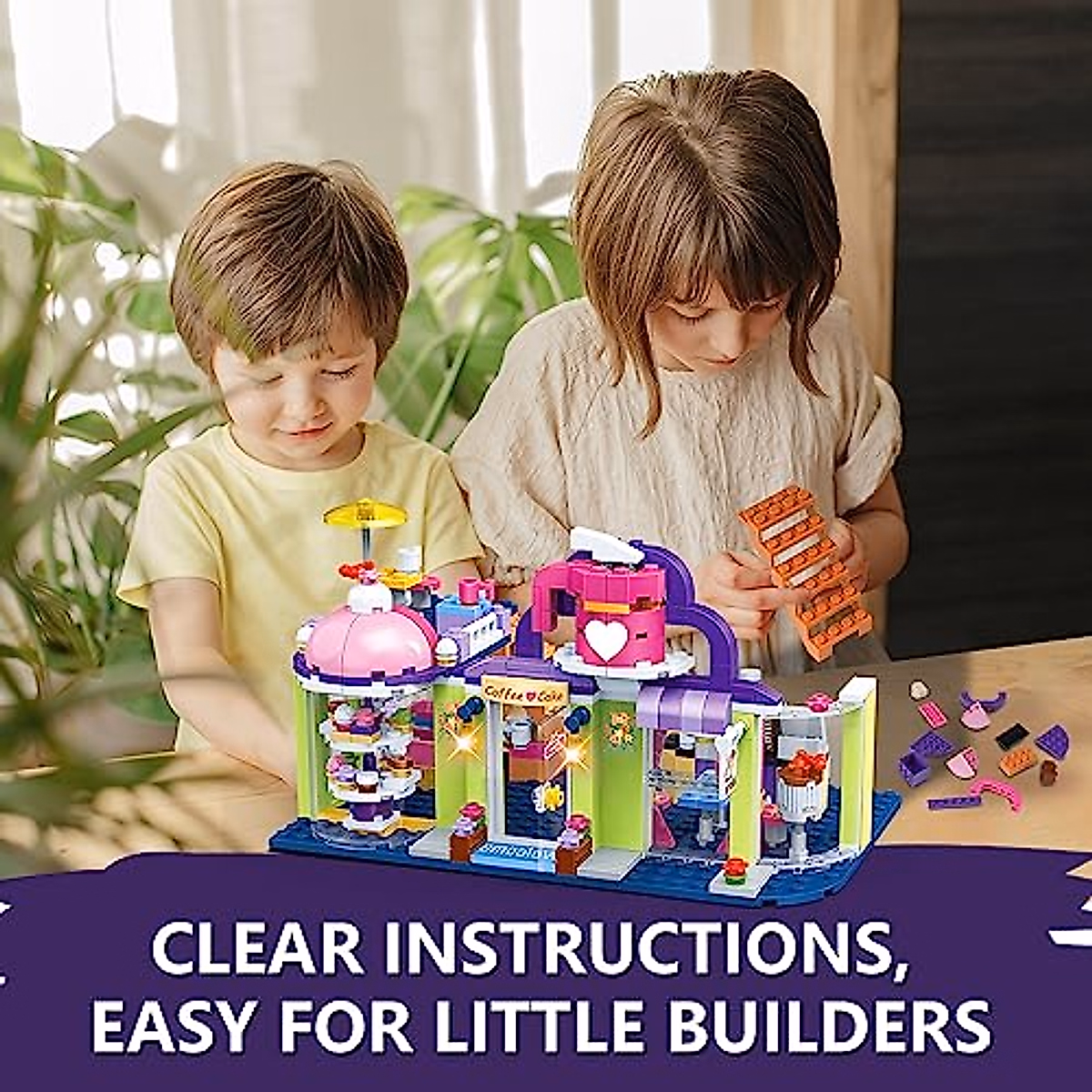 HOGOKIDS Friends Building Blocks Toys for Girls - Cake Café Shop Building Set with Cash Register, Coffee Machine, Party Bedroom Playset | Construction Bricks Kit for Girls Boys Kids Ages 6+ Years Old