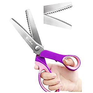Pinking Shears for Fabric Scalloped Craft Scissors, Decorative Scissors | 100% Stainless Steel Sewing Pattern Scissors for Fabric Cutting & Craft Scissors for Decorative Edge (5mm)