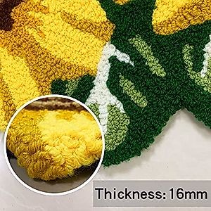 TEALP Sunflower Area Rug Yellow Flower Doormat Cute Rug for Kids Rustic Carpet Handmade Rug Washable Floral Mats for Bedroom/Living Room/Bathroom/Kitchen 35''x 25''