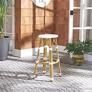 SAFAVIEH PAT4018C Outdoor Collection Kelsey White 30-inch Bar Stool