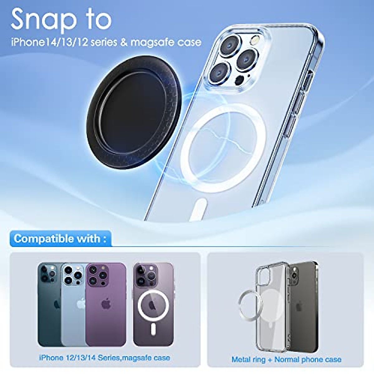 Lendouble Magnetic Disk Base for Magsafe Accessories, Removable Magnet Plate Compatible with iPhone 14/13/12 Pro Max Mini & Mag Case, Non Adhesive Mag Safe Disc Designed for P-Socket Grip/Ring Holder