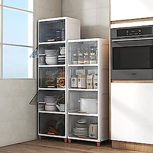 Plastic Storage Bins - 5 Drawers Flip Open Storage Bins, Plastic Home Storage Organizer, Tall Organizer Tower for Bedroom, Bathroom, Office, Laundry, Kitchen, Craft Room, Nursery and School Dorm