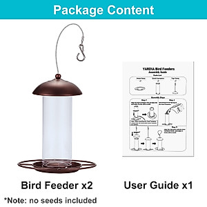 Yardia 2 Pack Metal Wide Bird Feeders - Hanging Outdoor Bird Feeder with 1.6lbs Capacity, Strong Wire Lanyard for Garden Yard Decoration