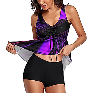 MARZXIN Tankini Swimsuits for Women Two Piece Bathing Suits Swimwear with Boyshorts FloralG XXL