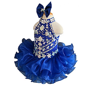 Jenniferwu G284-6 Infant Toddler Baby Newborn Little Girl's Pageant Party Birthday Dress Blue Size 18-24M