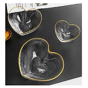 Phnom Penh Glass Bowl Dessert Bird's Nest Salad Bowl Fruit Plate Creative Transparent Heart Shape Breakfast Bowl (4 pcs)