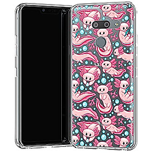 Slim TPU Phone Case Compatible with LG Velvet V60 V50 ThinQ 5G V40 V35 V30 Plus G7 G6 Ocean Axolotl Cute Soft Salamander Lightweight Lizard Clear Flexible Pink Silicone Sea Shockproof Cover