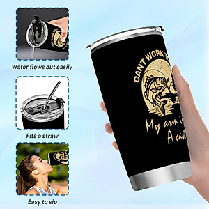 JUDIAN 20oz Fisherman Tumblers - Coffee Travel Mug Gifts for Husband, Dad, Grandpa, Boyfriend - Fishing Accessory