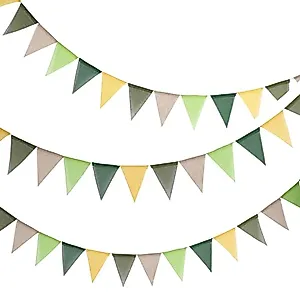60Flags Imitated Linen Bunting Banner, Waterproof Multicolor Camping Triangle Flags Burlap Pennant Flags Outdoor Indoor Hanging Decoration for Wedding /Birthday /Home Festival Party