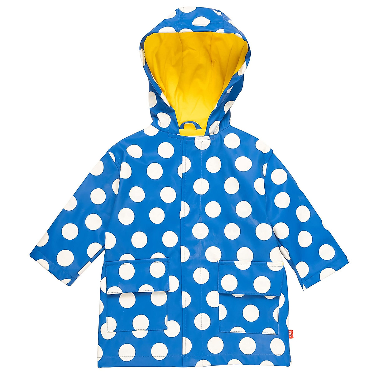 Magnetic Me Color Changing Raincoat For Toddlers with Hood and Easy Magnet Closure Boys Blue Polka Dot Emoji Toddler Rain Jacket/Coat Size 3T