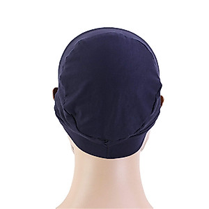 Qianmome 2-4 Pack Beanie with Button for Women Men Nurse,Working Hat,Chemo Caps for Cancer Patients