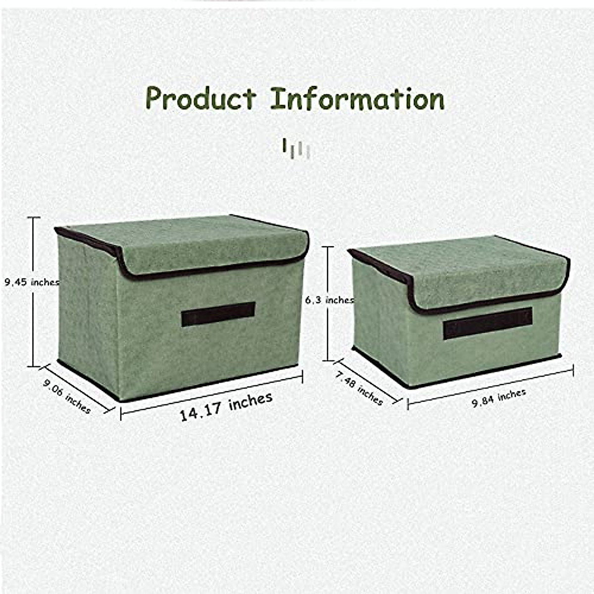 ZIQIAO Non Woven Storage Box, Fabric Multifunctional Fordable Thick Storage Baskets, Used for Wardrobes, Clothes, Books, Cosmetics, Toys, etc. (Green, 14.17x9.06x9.45 inches)