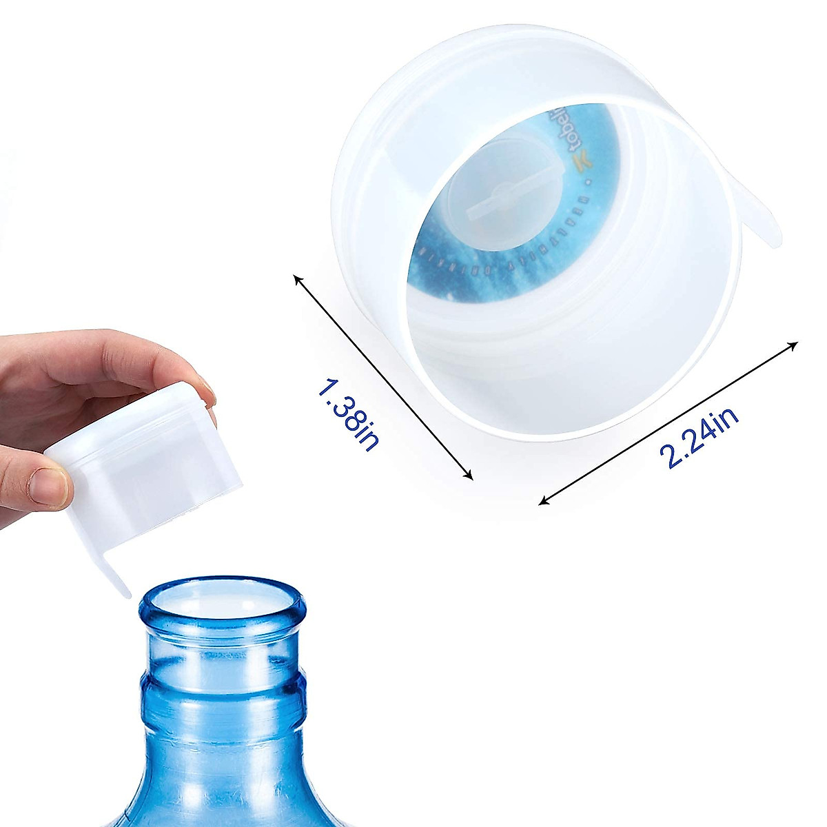 6 Pack Gallon Water Bottle Caps, Non-Spill Replacement Caps, Ideal for 55mm 2, 3 and 5 Gallon Water Jug