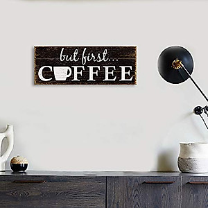 Kas Home Inspirational Quotes Motto Canvas Wall Art,Coffee Prints Signs Framed,Retro Artwork Decoration for Bedroom,Living Room,Office & Home Wall Decor (6 x 16 inch, Coffee)