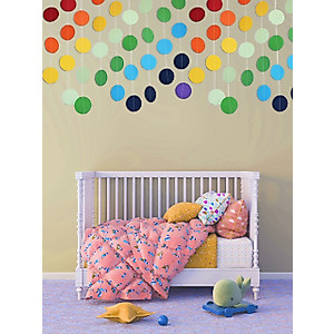 Rodudu 52.5 Feet Circle Dot String Paper Garland Hanging Banner Srteamers Decor for Birthday Party Bridal Shower Home Decor Classroom Candyland Streamers