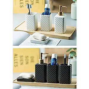 Bathroom Accessories Set Ceramic Soap Dispenser Toothbrush Holder Bathroom Tumbler Soap Dish Bathroom Decor Vibrant Modern Bathroom Set (Yellow 4-Piece Suit)