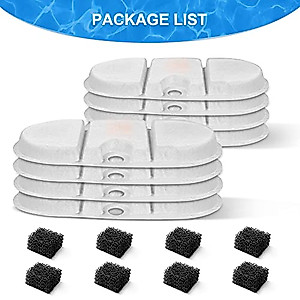 VinDox Cat Water Fountain Filter, 8 Pack Cat Fountain Filter Replacement and 8 Pack Sponge Filter for 71oz/2.1L Pet Water Fountain