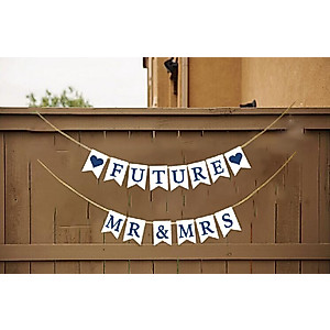 KUNGOON Future Mr & Mrs Banner,Funny Wedding Party Decor,Bridal Shower/Engagement/Bachelorette Party Decorations.(White)