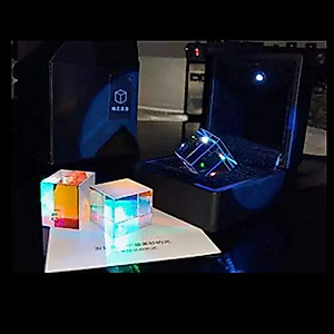 POPETPOP Toys Stained Glass Optical Glass RGB Dispersion Prism, Optic Prism Cube X- Cube Glass Prism Cube for Teaching of Photo Effects, Optics and Decoration Physics Toys Toys