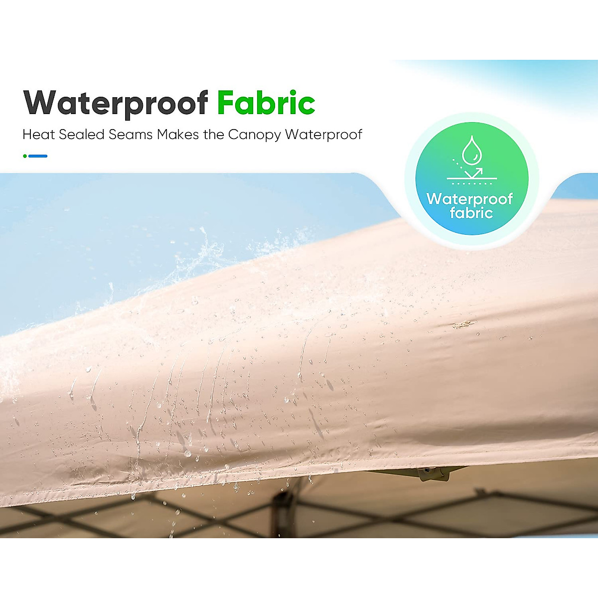 Quictent 13'x13’ Hexagonal Pop up Canopy Tent with Mosquito Netting, Instant Screened in Canopy Screen House Room Tent Easy Set up with LED Lights (Beige)