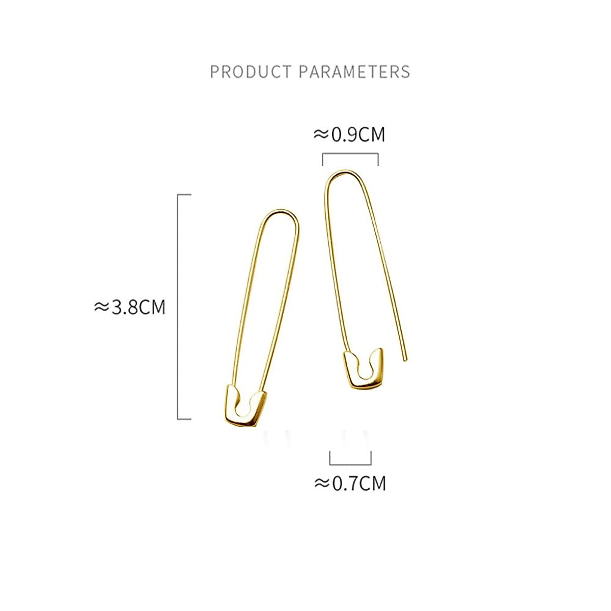 Big Safety Pin Cartilage for Women Girls S925 Sterling Silver with 14K Gold Plated Minimalist Hoop Earrings Personalized Dangle Drop 37mm