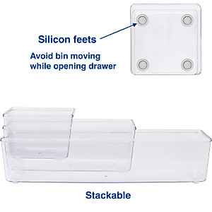 SimpleHouseware Heavy Duty 3-Tier Metal Utility Rolling Cart + 6 Pack - Plastic Desk Drawer Organizers