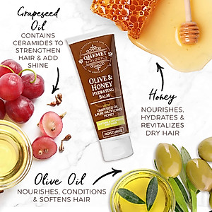 Qhemet Biologics Olive & Honey Hydrating Balm - Moisturizing Hair Balm for Smooth, Soft, Supple Hair - Leave In for Long-Lasting Hydration - Combats Dryness Instantly (4 oz)