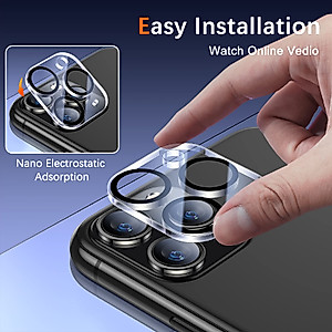 UniqueMe Camera Lens Protector compatible with iPhone 11 Pro/iPhone 11 Pro Max Tempered Glass,[Not for iPhone 11] Easy Install 9H Hardness HD Clear [ 2 Pack]