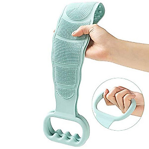 Silicone Back scrubber, Multifunctional Dual Sided Back Scrubber SiliconeDead Skin Removal,Exfoliating Bath Brush Soft,Silicone Massage Bathroom,Long Strap Back Scrubber Body Cleaning Shower(Green)