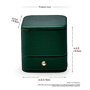 Oirlv Gorgeous Blackish Green Ring Box Premium Leather Ring Bearer Box for Wedding,Proposal Jewelry Gift Case