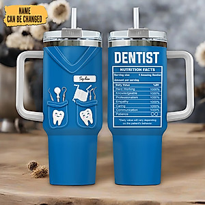 Hyturtle Personalized Dentist Tumbler - Dentist Gifts For Women Men - Dental Assistant Gift - Dental Hygienist Gifts - Dentist Appreciation Gifts - Custom Name Tumbler 40oz Stainless Steel Coffee Cup