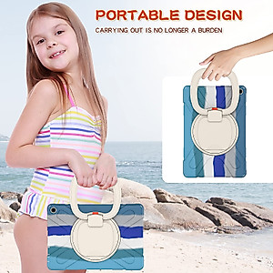 360 ° Rotation Portable Case for Fire HD 10 & HD 10 Plus Tablet（11th Generation, 2021 Release Rugged Case Rotating Stand Hand Strap Shoulder Carrying Strap Outdoor Cover (Colourful Blue)