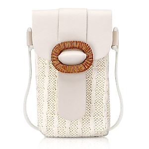 Soleebee Boho One Shoulder Crossbody Phone Bag Small Shoulder Bag Mini Wallet for Women Storage Bag Woven Leather Trim Phone Bag, Oval