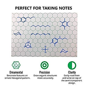 BENZNOTE Index Cards, for Organic and Bio Chemistry, 4" x 6", Hexagonal Graph Rule, Green Lined, 100 Index Cards