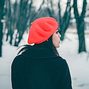 Jolbndcv 6 PCS Beret Hat French Beanie Hat Outdoor Hat Winter Hat Fashion Lady Hat (Khaki, Black, red, Navy, Brown, Green, Large)