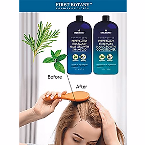 Peppermint Rosemary Hair Regrowth and Anti Hair Loss Shampoo and Conditioner Set - Daily Hydrating, Detoxifying, Volumizing Shampoo and Fights Dandruff For Men and Women 16 fl oz x 2