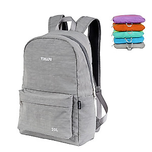 vimapo Lightweight Foldable Backpack for Travel, 20L Packable Hiking Daypack, Camping Outdoor Cycling Bag for Adult & Teen (Grey)