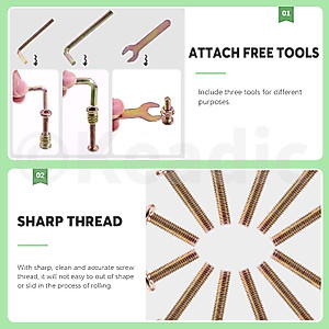 Keadic 253 Pcs M6 x30/40/50/60/70/80mm Zinc Plated Hex Socket Head Cap Bolts Barrel Nuts Flat Washers with Tools, M6 Crib Hardware Screws Assortment Kit for Chairs Bed Cot Furniture (30-80mm)