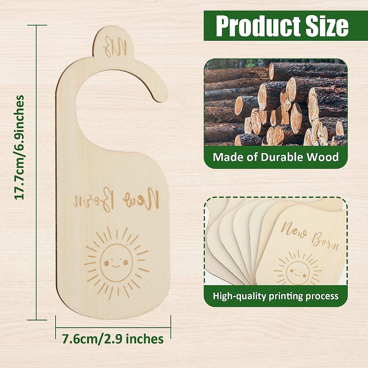 Teaaha Baby Closet Dividers for Clothes Organizer 7 PCS Beautiful Wooden Double-Sided Baby Closet Size Organizer Hanger from Newborn Infant to 24 Months Toddler for Home Nursery Baby Decor