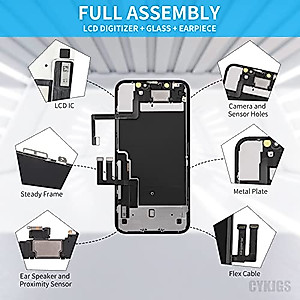 for iPhone 11 Screen Replacement 6.1” with Ear Speaker and Proximity Sensor, 3D Touch LCD Display Digitizer Full Assembly with Front Earpiece Repair Tools, HD Glass Fix Kits for A2111, A2223, A2221