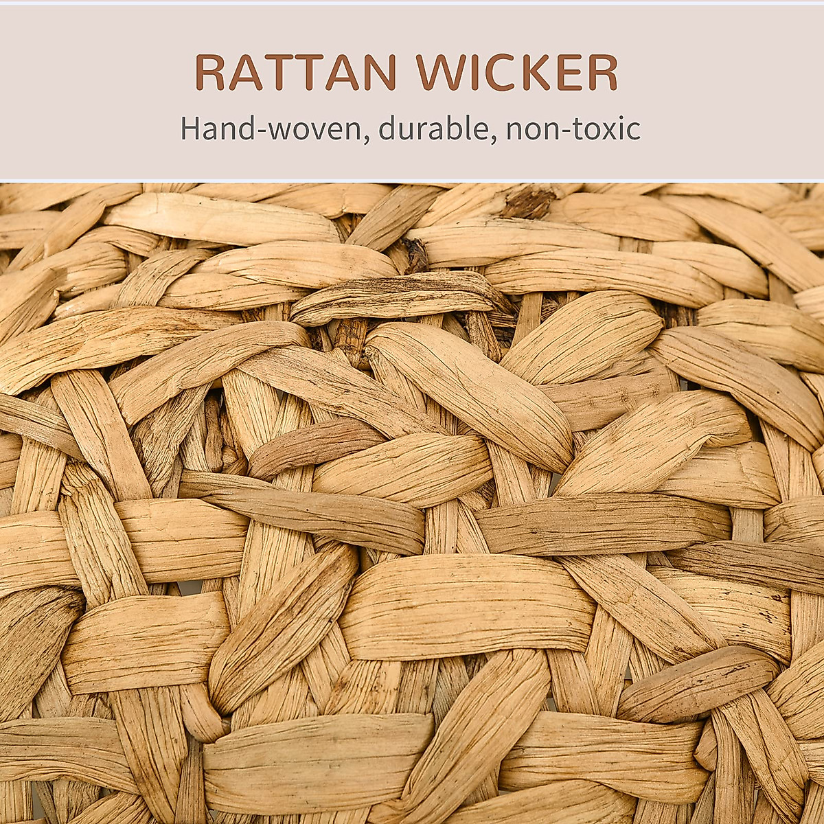 PawHut 20.7" Weaved Cat Bed, Elevated Hand-Woven Braided Banana Leaf Kitten House Condo with Cushion, Natural