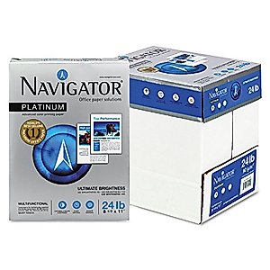 NAVIGATOR NPL11245R Platinum Paper, 24-lb, 8-1/2 x 11, Bright White, 500 Sheets/Rm, 5 Rms/Ct