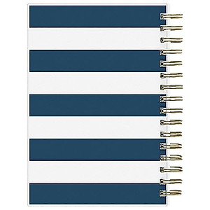 Day Designer for Blue Sky 2024 Daily and Monthly Planner, 5" x 8", Frosted Cover, Wirebound, Navy Stripe (103623-24)