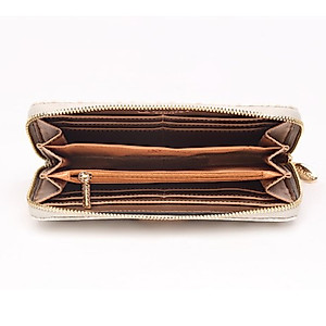 BRANGIO ITALY "Twinkle Star Women's Floral Zip Around Wallet Burgundy