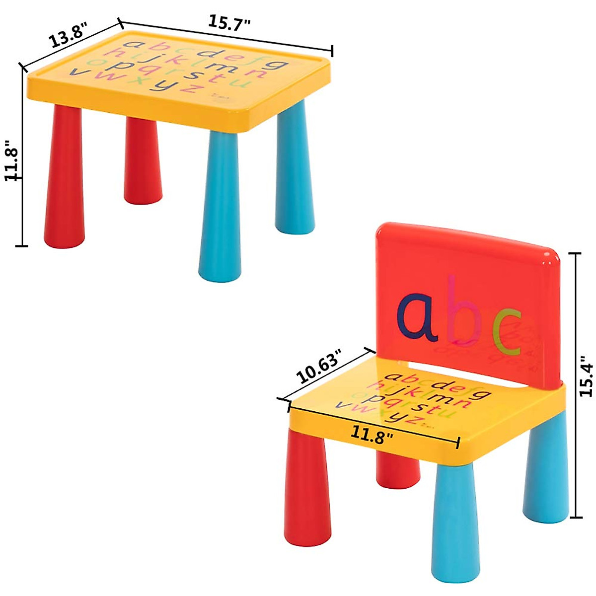 Plastic Children Desk Table and Chair, One Table and One Chair, Reduced Version Mushroom Leg, (16 x 14 x 12) inches