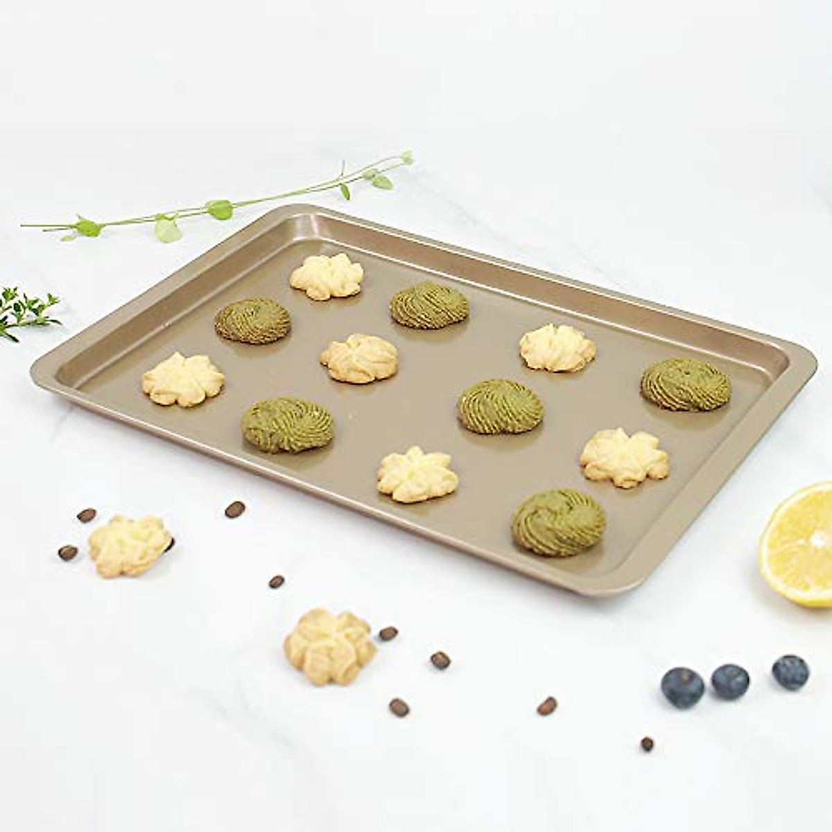 Latauar Premium Baking Sheet, Bakeware Set of 2, Cookie Sheet Half Sheet Baking Pan Stainless Steel, 14.5 Inch x 10 Inch, Non Toxic & Healthy - 2 Pack