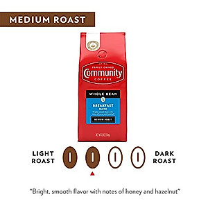 Community Coffee Breakfast Blend Whole Bean Coffee, Medium Roast, 72 Ounce (12 Ounce Bags, Pack of 6)