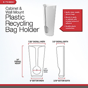 Spectrum Diversified, White Plastic Bag Holder, Wall Mount or Adhesive, Standard