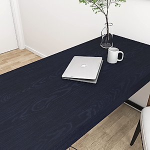 Decotalk Wood Contact Paper 17.7"x200" Navy Wood Grain Contact Paper Peel and Stick Navy Wallpaper for Bedroom Removable Wallpaper Wood Contact Paper for Cabinets, Wood Look Wallpaper Self Adhesive